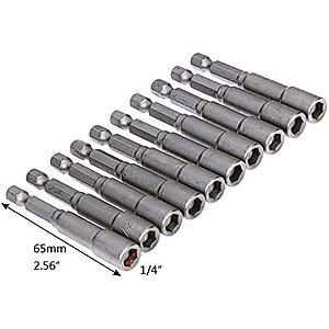 Bestgle 10pcs 1/4'' Hex Shank Nut Driver Bit Sets, Quick Change Socket Nut Impact Driver Adapter Imperial Size 1/4"