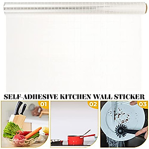 YARNOW 3 Rolls Oilproof Wallpaper Room Self- Cabinet Adhesive Tile Liner Ornament Stickers Kitchen Backsplash Oil Cupboard Practical Indoor Cm*m Household Proof Countertop