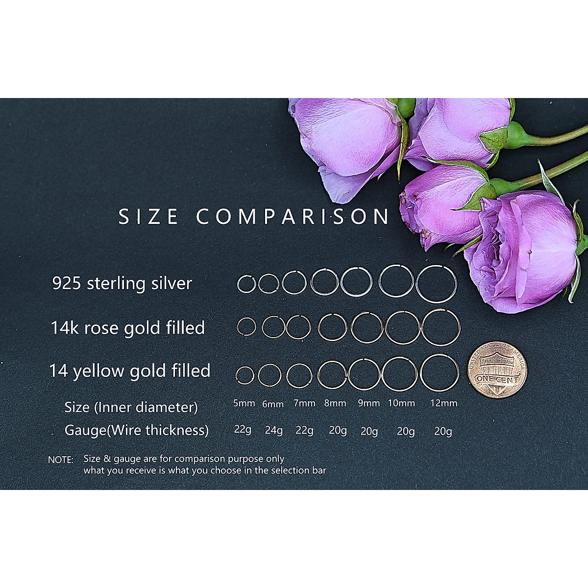 14K Gold Filled Small Hoop Earrings for Cartilage Nose, Tiny Thin 7mm Piercing Hoop Ring 22 Gauge