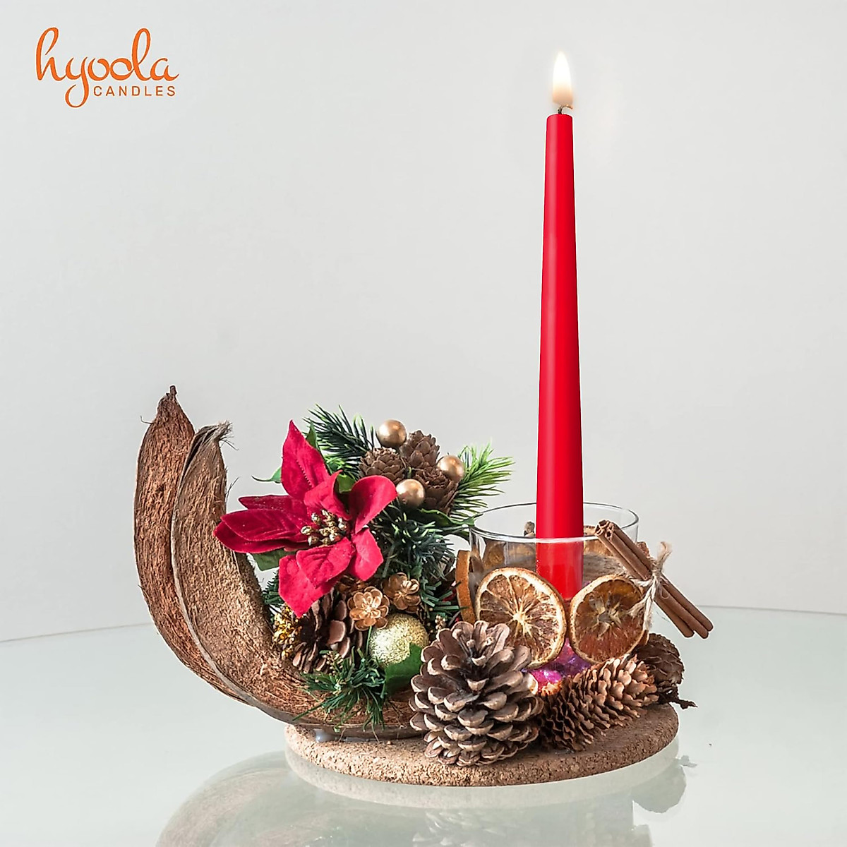 Hyoola Christmas Candles - Green and Red Taper Candles 12 Inch Dripless, 12 Pack Unscented Holiday Candles - European Made