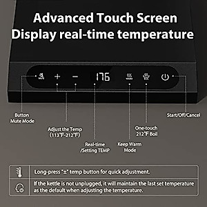 Gooseneck Kettle with Temperature Control, Aromaster Electric Pour Over Coffee Tea Kettle, Stainless Steel, 2H Keep Warm, 1200 Watt Quick Heating Tea Pot,Auto Shutoff Boil-Dry Protection, 0.9L, Black