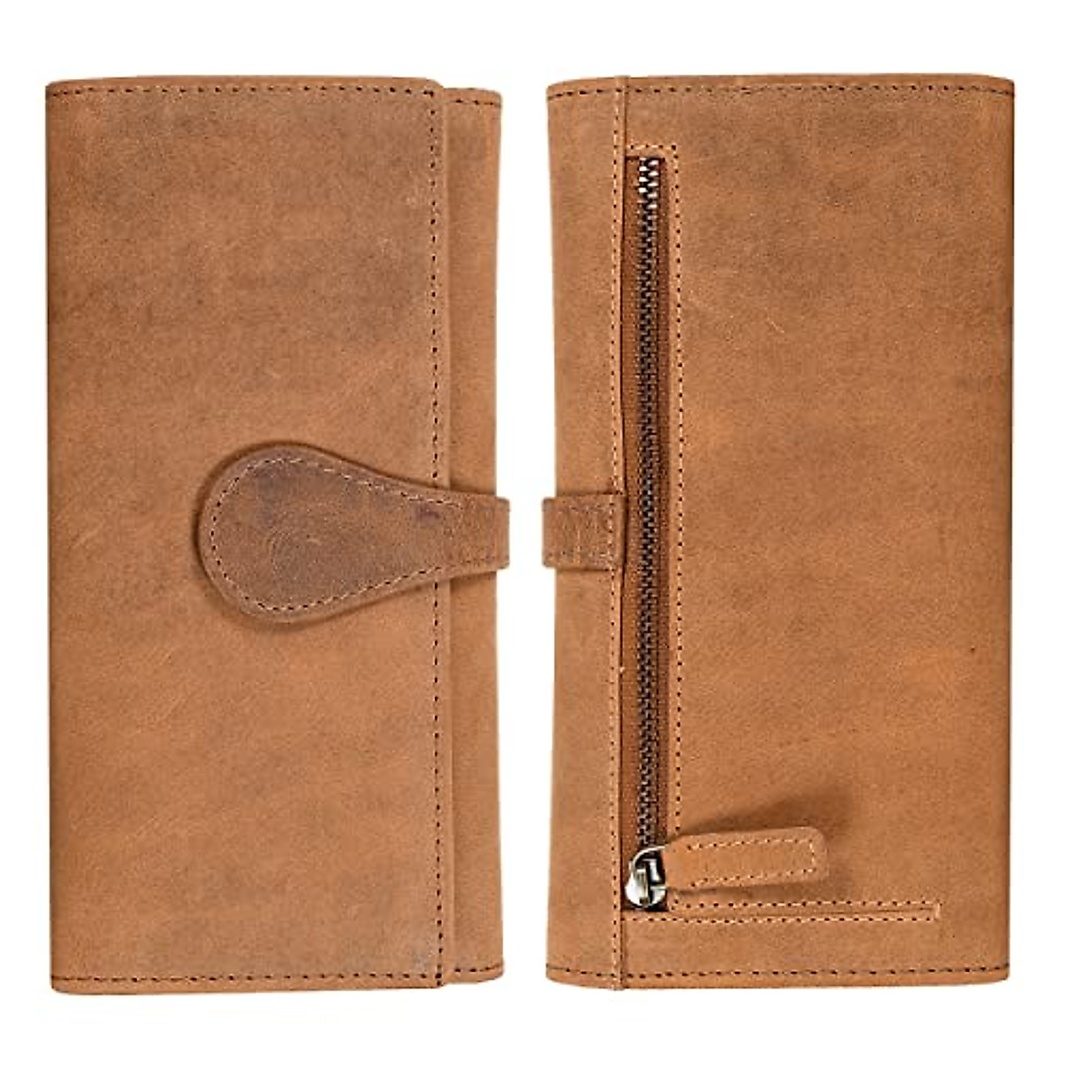 ESTALON Real Leather Wallets for Women RFID - Long Wallet Women's Ladies Clutch Zipper Pocket Multi Credit Card Case Holder Girls