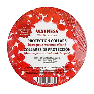 Waxness Waxing Multi-fit Protection Collars 50 Pack Red Fits Most 14 to 16 Ounces Tins and Pots