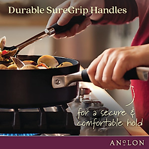 Anolon Advanced Home Hard Anodized Nonstick Sauce Pan/Saucepan with Straining and Lid, 2 Quart (2 Qt Straining Saucepan, Onyx)