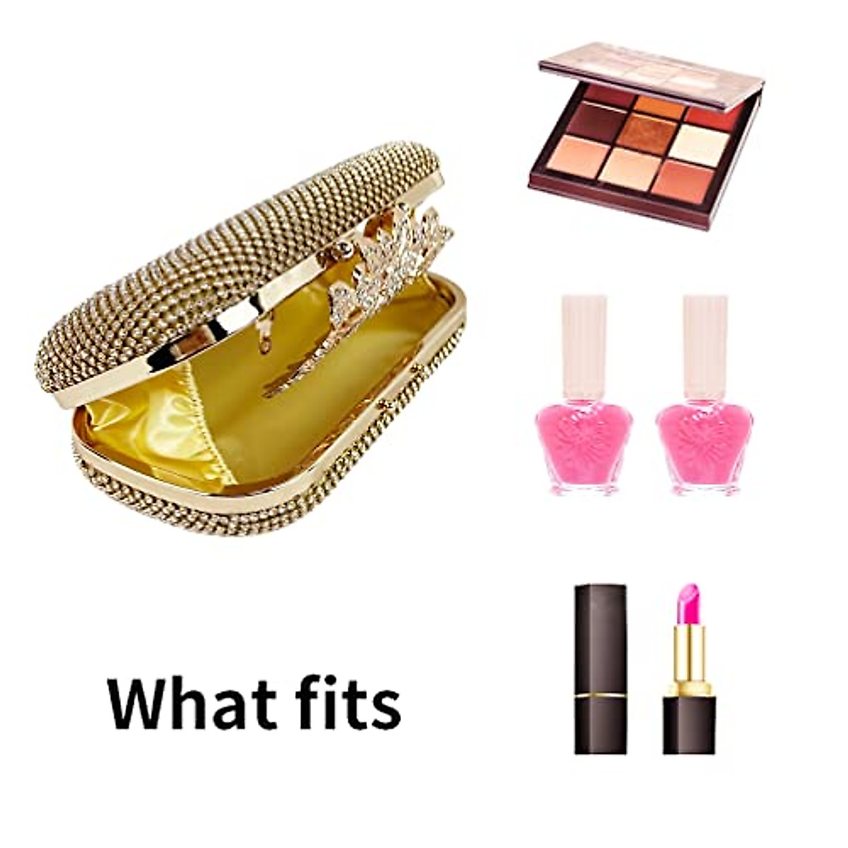 shiiriin | Women's Rhinestones Bling Crystal Clutch Purse Hand Bag | Bridal Wedding Daytime Evening Party (Gold)