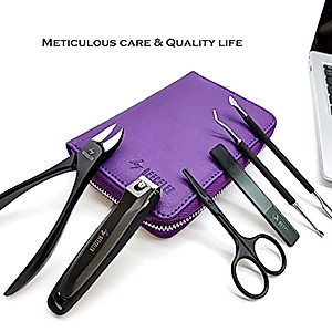 Ultimate Men's Nail Grooming Kit, Quality Manicure Pedicure Kit by Geeceler, Professional Manicure set, Nail Clipper Set 6 Pcs with Leather Case.