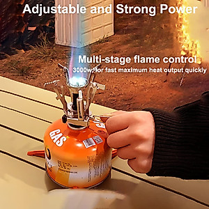 Camping Stove Portable Backpacking Stoves - Backpack Camp Stove with Piezo Ignition Stable Support Wind resistance Gas Stove Backpacking Gear for Camping Hiking Outdoor Cooking