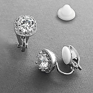 Mariell Cubic Zirconia Crystal Clip-On Earrings, CZ Stud for Clip On Earrings for Non-Pierced Ears, Brides, Jewelry Gift For Women, Brides, Bridesmaids, Mother of the Bride