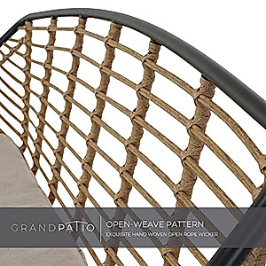 Grand patio 5 Pieces Outdoor Wicker Patio Conversation Set Seating Chair Set with Cushions and Coffee Tables, Boho Wicker Seating Set for Indoor Outdoor, Balcony, Porch, Garden, Deck (Natural)…