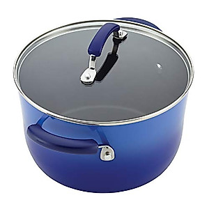Rachael Ray Brights Nonstick Cookware Pots and Pans Set, 14 Piece, Blue Gradient