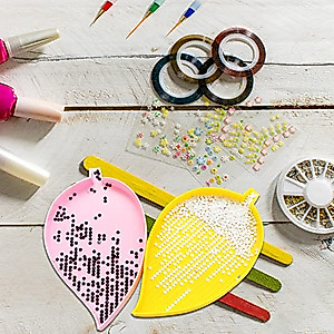 COHEALI 3pairs Tool Container Plate Diamonds for Art Organizers Cross of Bead Round Lids Nail Picture Diamond Craft Accessories with Leaf Tray Mosaic Painting Dotting Sorting