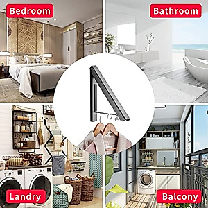 Dr.DJ Wall Mounted Clothes Hanger, Clothes Drying Rack Folding Indoor, Retractable Clothes Drying Rack Clothing for Laundry Room Organization, Aluminum (1 Rack, Graphite)