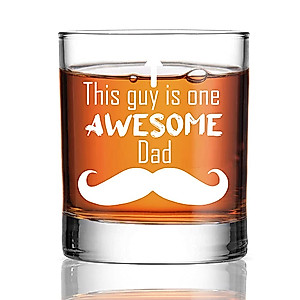 Perfectinsoy This Guy Is One Awesome Dad Whiskey Glass, Funny Birthday Gifts for Papas, Grandad, Grandfather and Stepfathers, Best Father Ever Gifts, Dad’s Birthday Gifts