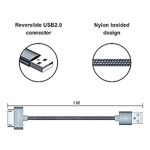 Froggen 30 Pin USB Sync Charging Cable Compatible with iPhone 4/4s, iPhone 3G/3GS, i-Pad 1/2/3, i-Pod 3.2 FT