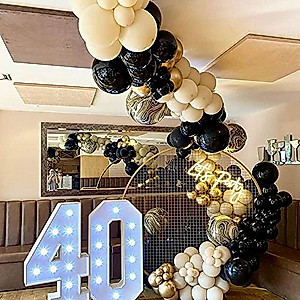 164pcs Black and Gold Balloon Garland Arch Kit Double Stuffed Tan Nude Apricot Balloons with 4D Gold Balloon for Birthday Party Wedding Engagement Graduation Celebration Baby Shower Decorations