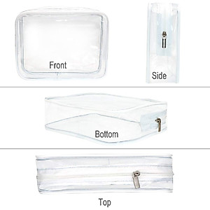 APREUTY Clear Makeup Bags, TSA Approved 6Pcs Cosmetic Makeup Bags Set Clear PVC with Zipper Handle Portable Travel Luggage Pouch Airport Airline Organization (White)