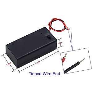 LampVPath (Pack of 2 9v Battery Holder, 9 Volt Battery Holder with Switch, 9v Battery Case with Switch
