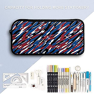 USA Patriotic Camouflage Pencil Case Makeup Bag Big Capacity Pouch Organizer for Office College