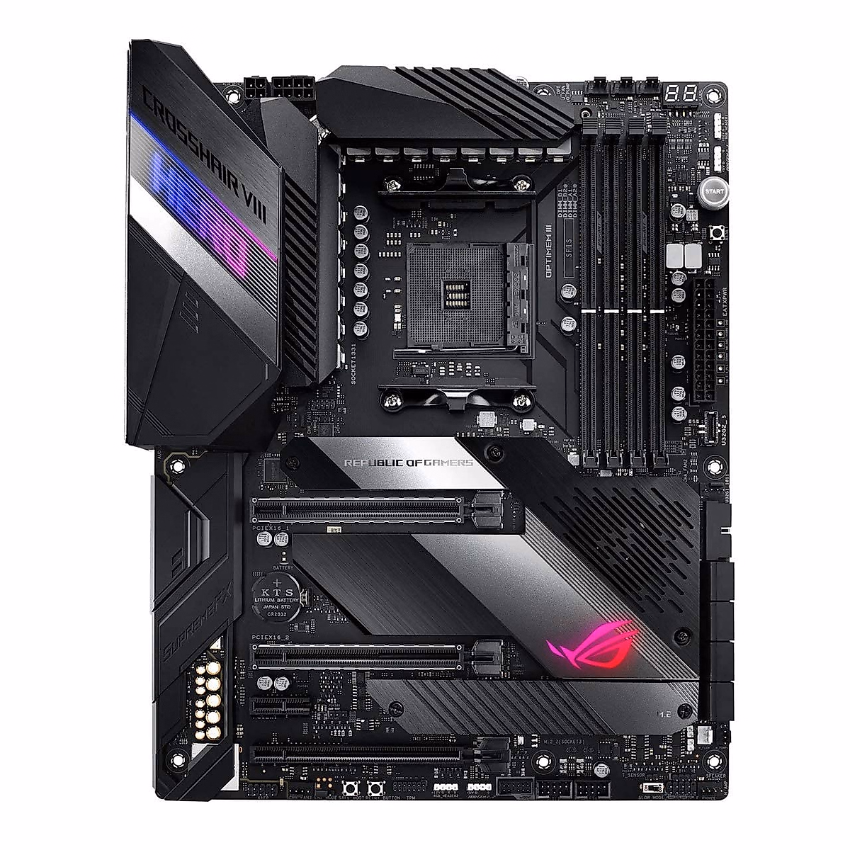 ASUS ROG Crosshair VIII Hero X570 ATX Motherboard with PCIe 4.0, Integrated 2.5 Gbps LAN, USB 3.2, SATA, M.2, Node and Aura Sync RGB Lighting