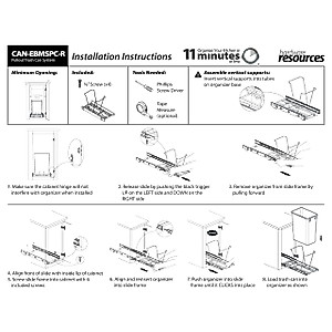 Hardware Resources Black Pull Out Container - Sliding Under Sink Trash Can System for 35qt/50qt Trash Bins - Works with Hardware Resources Lids, Garbage Cans & Door Mounting Kits - 100lb Rated Slides