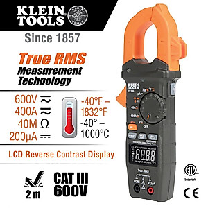 Klein Tools CL390 Digital Clamp Meter, Reverse Contrast Display & 80016 Circuit Breaker Finder Tool Kit with Accessories, 2-Piece Set, Includes Cat. No. ET310 and Cat. No. 69411