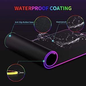 RGB Gaming Mouse Pad, Extended Large Mouse Pad with 14 Lighting Modes, Waterproof and Non-Slip Rubber Base Keyboard Mat Soft Gaming Pad Size 31.5X12 in