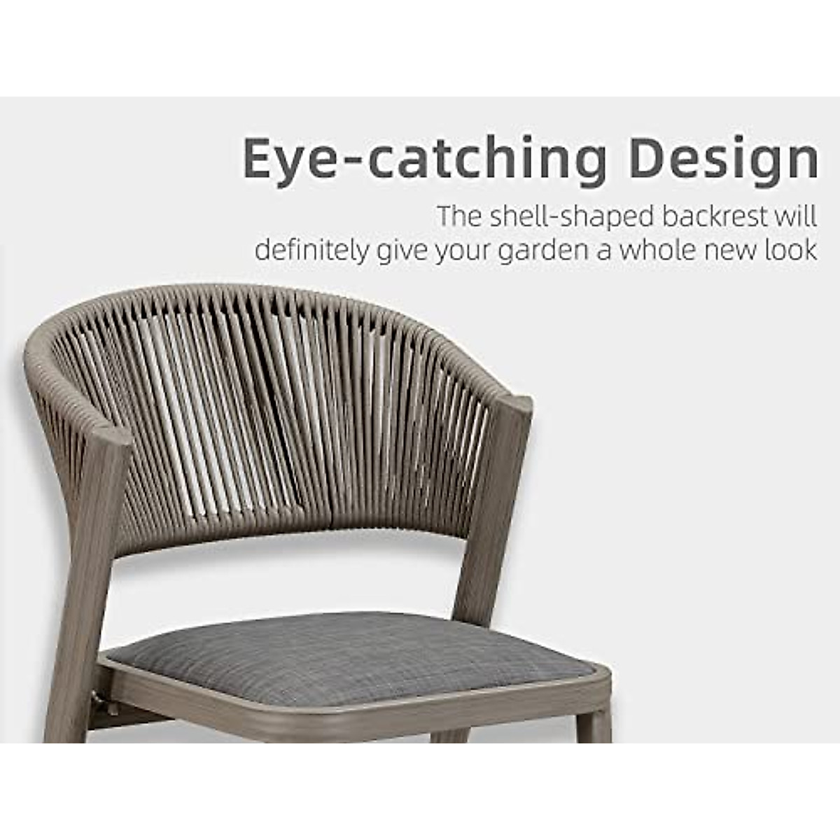 PURPLE LEAF 2 Pieces Patio Furniture Outdoor Dining Chair All-Weather Wicker All Aluminum Frame for Lawn Garden Backyard Deck Patio Dining Chair with Cushions, Grey