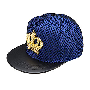 REINDEAR Royal King Crown Baseball Cap Hip-hop Snapback Hat (Blue)