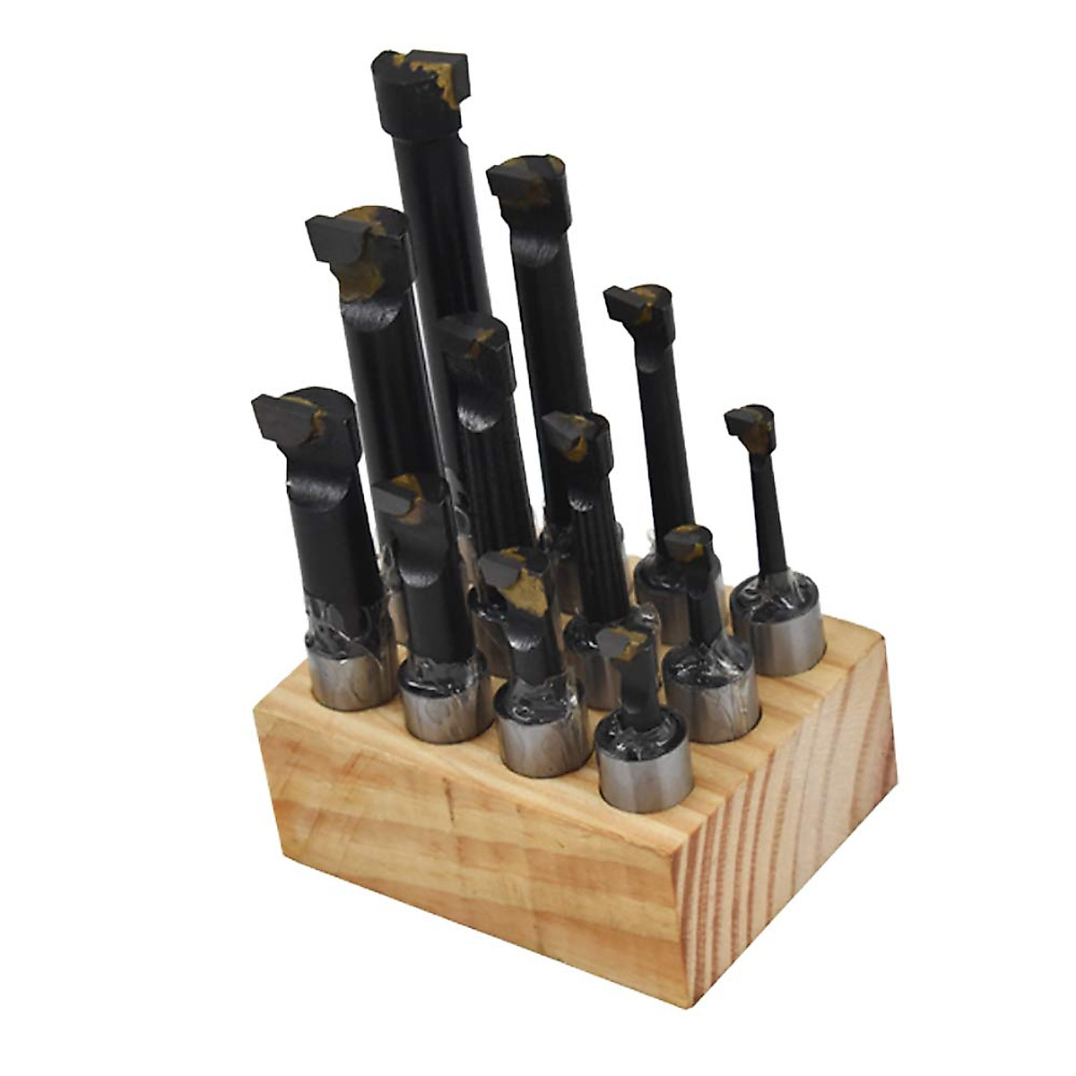 findmall 5/8" Boring Bar Set 12 Pcs Carbide Tipped Bars 5/8" Shank Lathe Tool Milling Tools Kit with Base