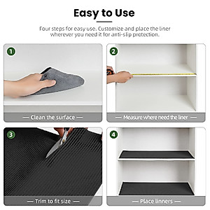 BAGAIL Drawer Liner, 12 in X 10 Ft Non-Adhesive Shelf Liners for Kitchen Cabinets, Thick Strong Grip Liners for Desk, Shelves, Bathroom Drawers, Cabinet Protection - Black