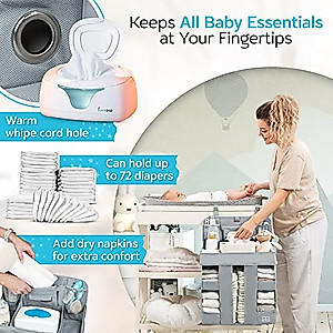 XL Hanging Diaper Caddy Organizer – Reinforced Diaper Stacker for Crib that Keeps Shape – Hanging Diaper Organizer for Changing Table, Playard, Wall & Door – Diaper Holder for Newborn Baby Girl & Boy