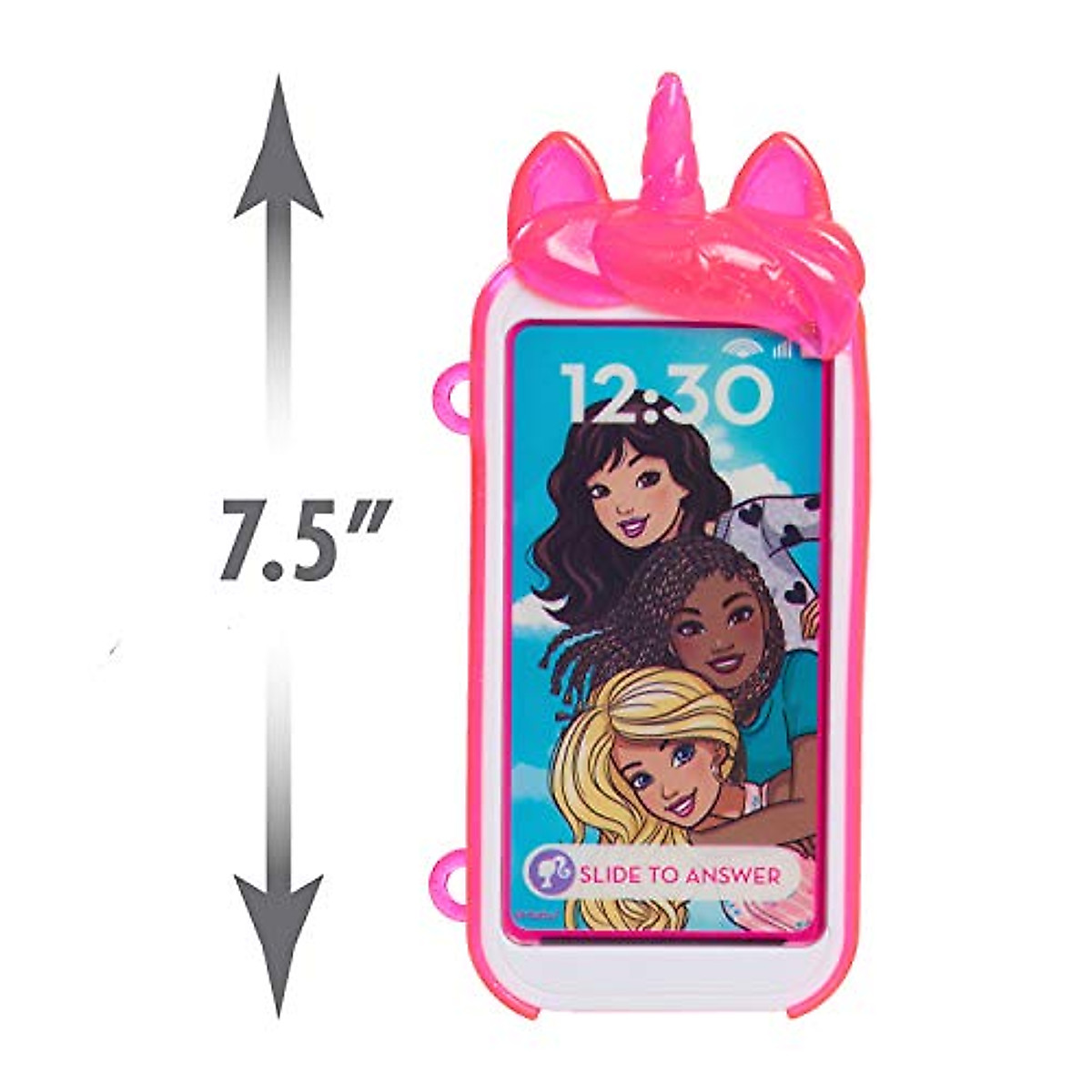 Barbie Unicorn Play Phone Set with Lights and Sounds, Unicorn Phone Case and Wristlet, Toy Cell Phone for Kids, by Just Play , Pink