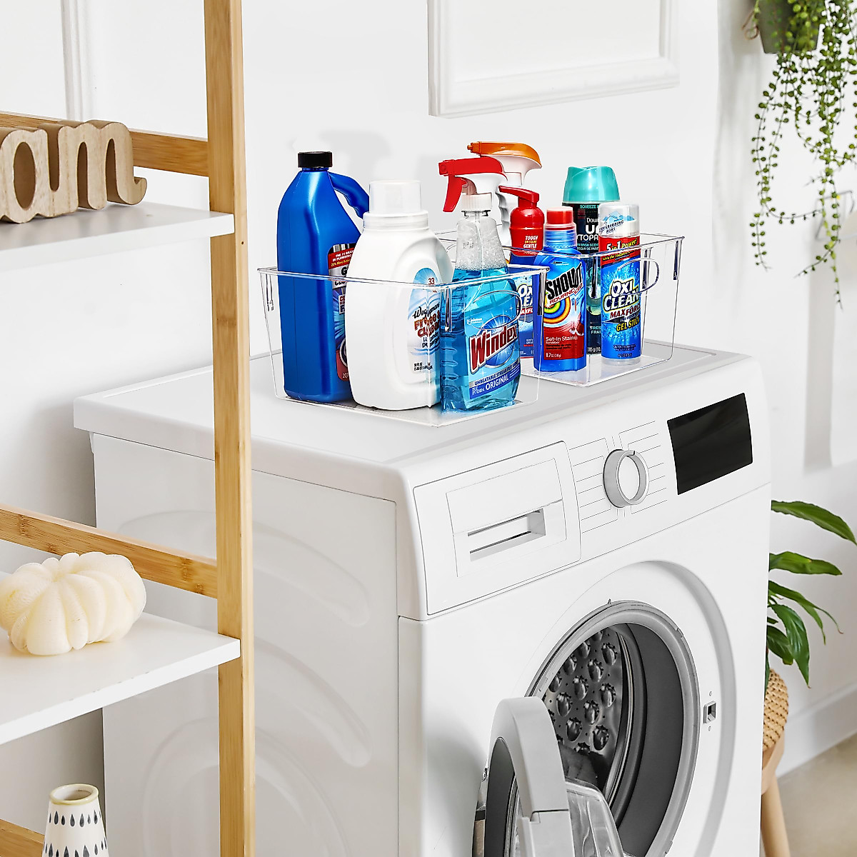 Sorbus 2 Pack Large Clear Plastic Storage Bins, Clear Organizer Bins with Handle for Kitchen, Pantry, Cabinet, Refrigerator, Craft, Toys, Clothes, Closet, Under Sink, Bathroom Organizers and Storage