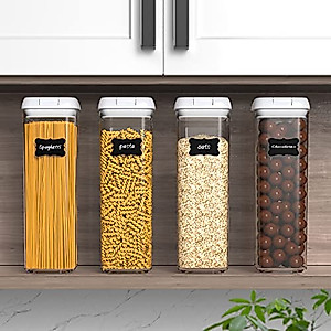 Tiawudi 4 Pack Pasta Storage Containers, Clear Airtight Food Storage Containers for Kitchen Organization, Pantry Organization and Storage, Ideal for Spaghetti, Pasta & Noodles, 1.9L Each