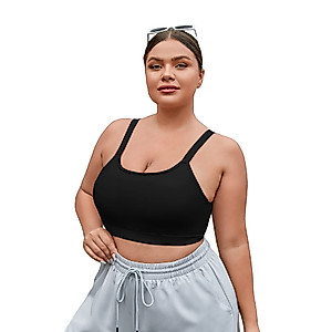 Milumia Women's Plus Size Crisscross Back Sports Bra Fitness Workout Yoga Bra Black XX-Large Plus