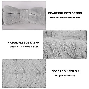 SONSENAI Bow Hair Band - 4Pack Soft Carol Fleece Hairlace Headbands for women Makeup Shower Headband Headwraps for Washing Face Spa Mask(Multi-colored 3)