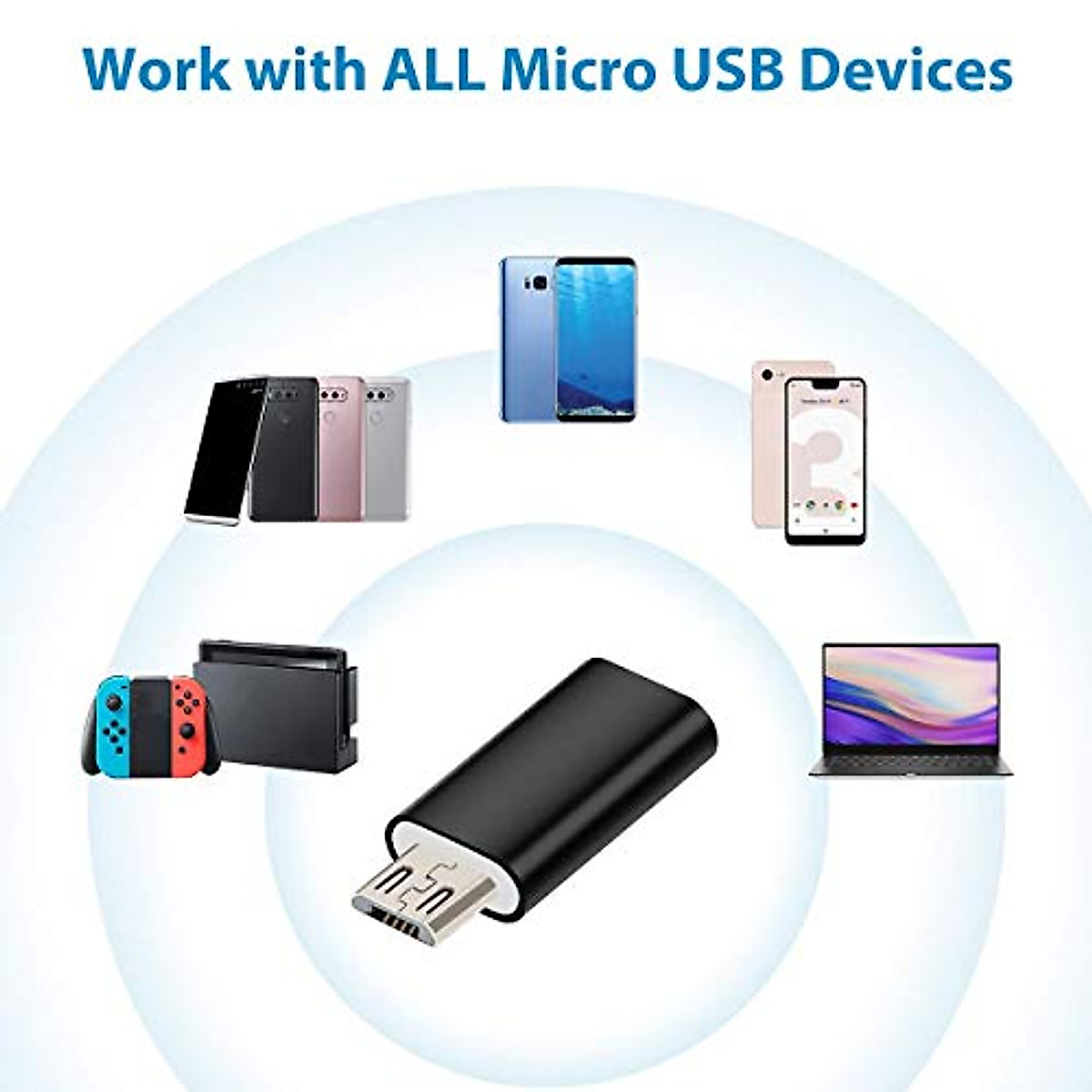 BabyElf USB C Adapter, Type C Female to Micro USB Male Convert Connector Support Charge & Data Sync Compatible with Galaxy S7/S7 Edge, Nexus 5/6 and Micro USB Devices (Pack of 2, Black)