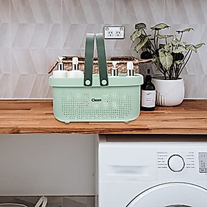 Zerodeko Shower Caddy Basket Plastic Toiletry Bag Bin Cleaning Caddy Organizer Storage Tote with Handles for Bathroom College Dorm Room Green