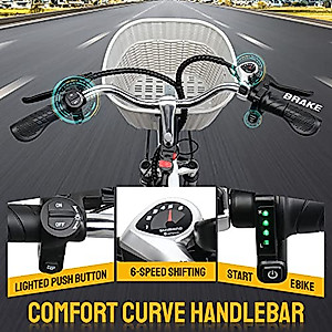 PEXMOR Electric Bike for Adults, 350W (Peak 500W) City Commuter Ebike w/36V 12.5AH Removable Battery, 26" Cruiser Electric Bicycle 6-Speed | Dual Shock Absorber, Complies to UL2849