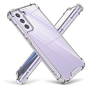 KIOMY Galaxy S21 FE Case Crystal Clear Shockproof Bumper Protective Phone Cover Hybrid Design Hard PC Back with Flexible TPU Raised Bezel & Enhanced Corners Slim Fit Skin for Samsung Galaxy S21 FE 5G