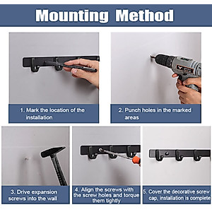 Yauende Wall Mounted Coat Rack, 5 Hanging Hooks Wall-Mounted for Entryway Kitchen Bathroom Storage Organizer Coat Rack for Hanging Coat, Towel, Bag, Robe, Hat