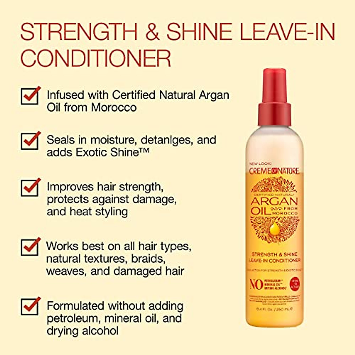 Creme of Nature, Argan Oil Leave In Conditioner, Detangling and Conditioning Formula for Normal Hair 8.45 Fl Oz