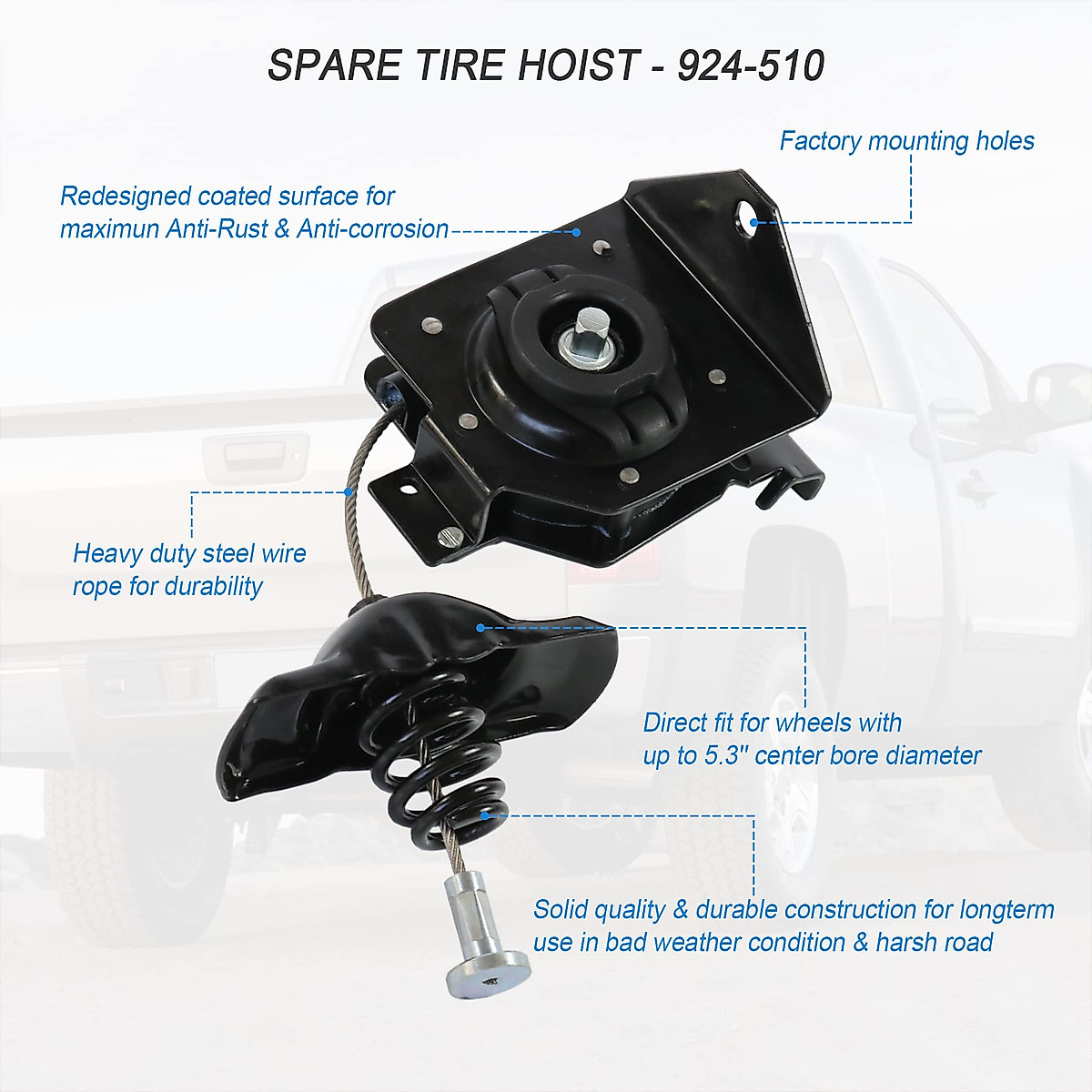 JDMSPEED New Spare Tire Winch Wheel Carrier Hoist Spare Tire Hoist Replacement for Silverado GMC Sierra 1500 2500 Replaces 924-510 20870067 15703311 15866164