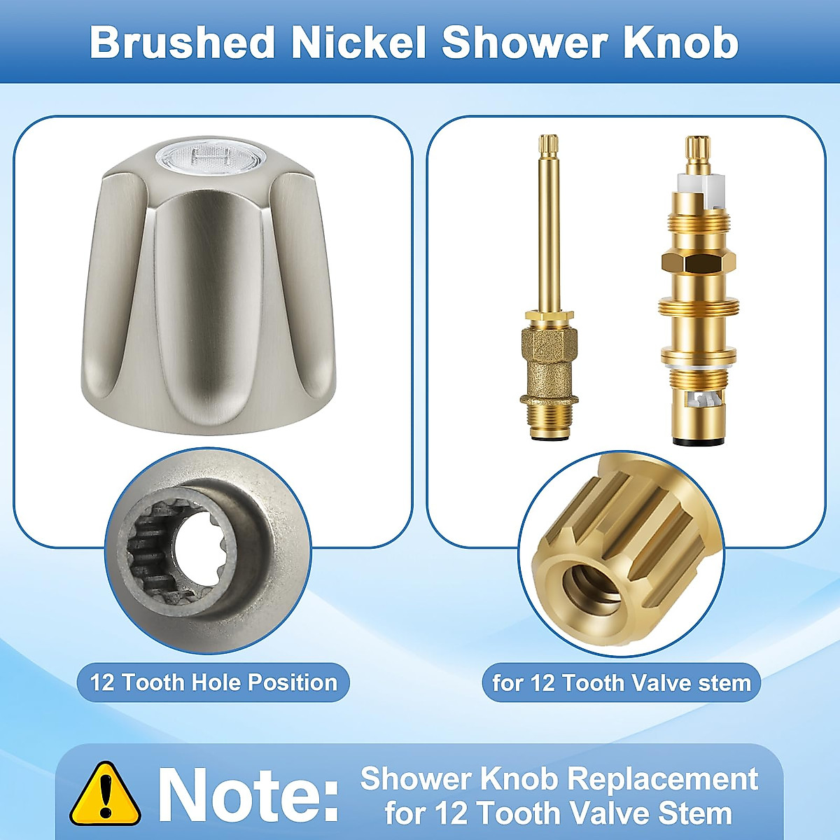 UCDETD Metal Shower Knobs 3 Piece Replacement, Compatible with Price Pfister Verve and Bathtub Shower Faucet Handle, Shower Knobs Include Hot/Cold/Diverter and 3 Screws (Brushed Nickel)