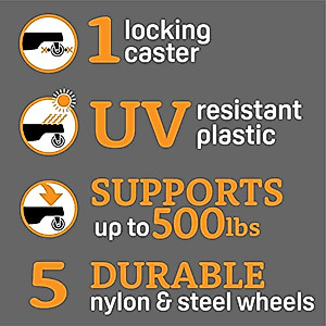 Bosmere S18410 Down Under Plant Caddie, Heavy Duty Plant Stand with Wheels, 500lb Capacity, 16-Inch, Black