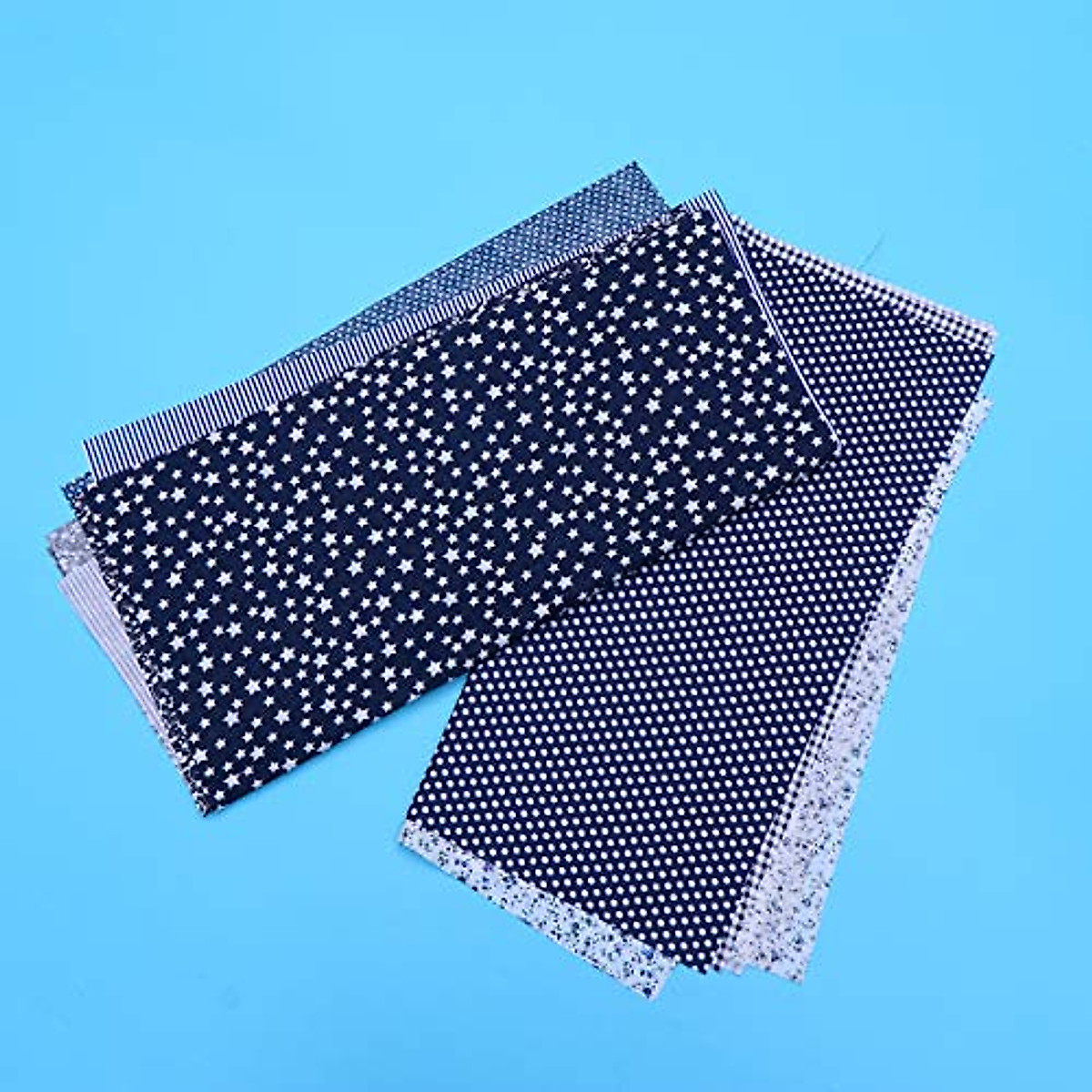 ABOOFAN Embroidery Fabric Floral Cotton Fabric Bundle Cotton Square Quilting Fabric Sewing Patchwork Cloths DIY Scrapbooking Crafts Supplies for Bag Wallet Purse (Navy) Quilted Fabric