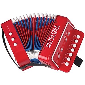 Woodstock Kid's Accordion (7"), Red, with 10 Keys, Beginner Music Toy Instrument for Children Ages 3+, Educational Gift, Toddlers Kids Boys Girls WCKA