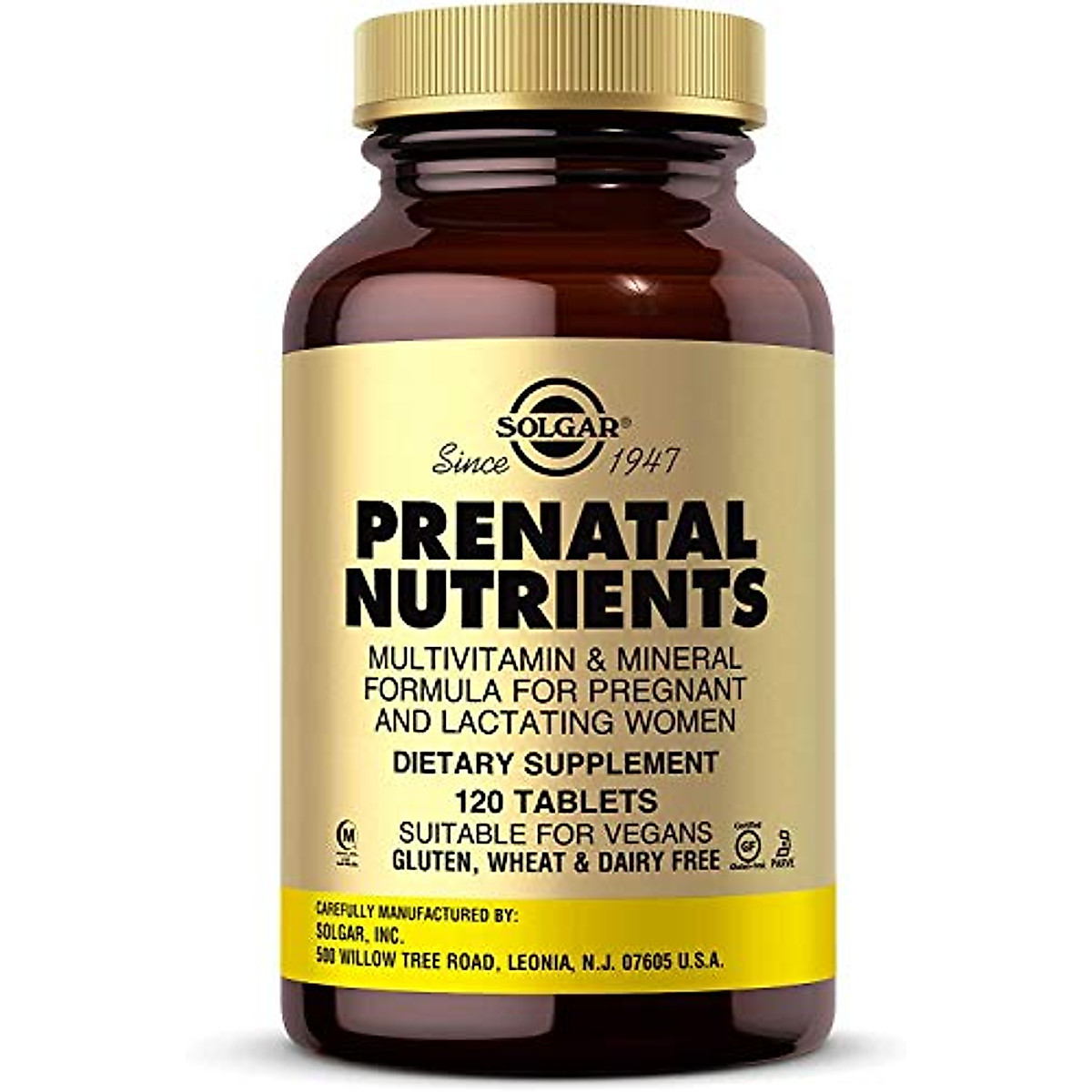 Solgar Prenatal Nutrients, 120 Tablets - Multivitamin & Mineral Formula for Pregnant & Lactating Women - Contains Zinc, Calcium Iron, Folic Acid, Vitamins C & E - Vegan, Gluten Free - 30 Servings