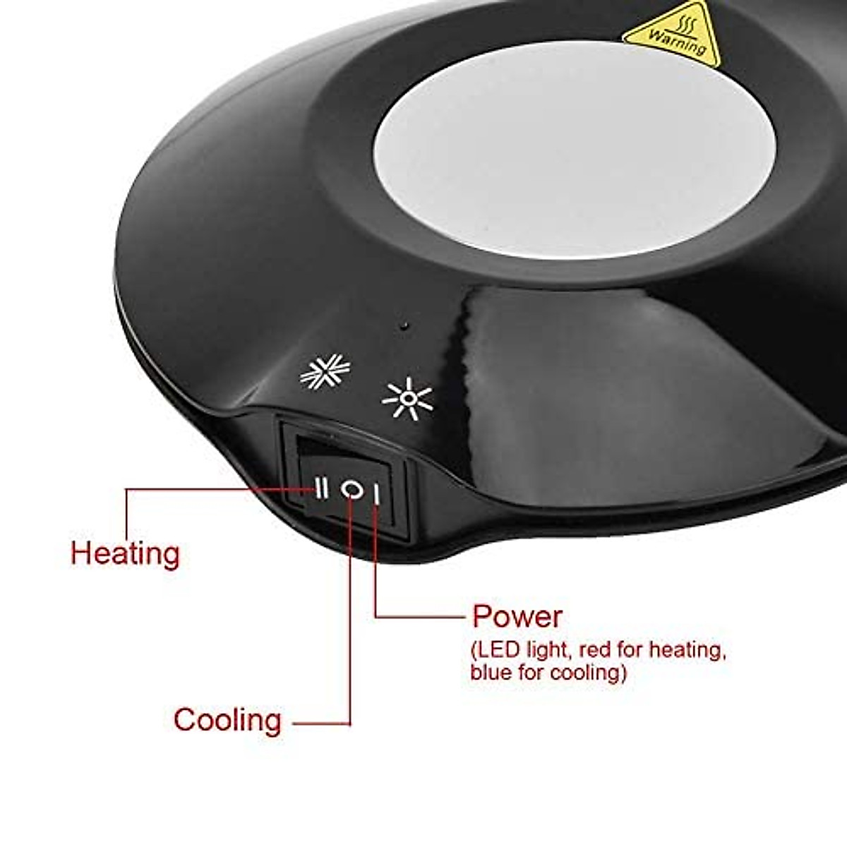 ASHATA Coffee Mug Warmer Iced, Temperature Control Smart Mug Pad for Coffee Tea and Milk, Smart Beverage Cup Mat Warmer Cooler for Travel Office Home, Red Light for Heating, Blue Light for Cooling