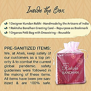 Aheli Indian Traditional Handmade Elegant Kundan & Crystal Stone Rakhi for Brother Men